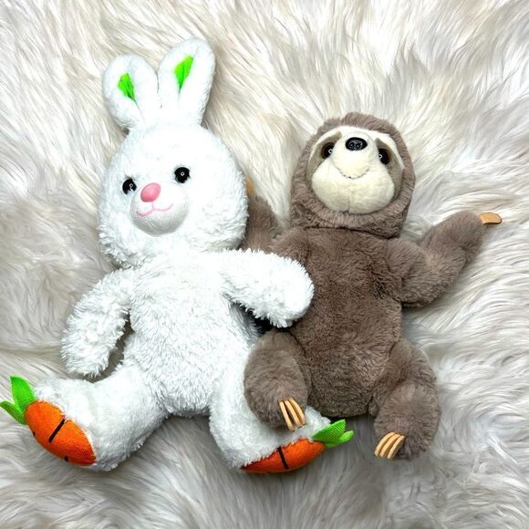 Toys | Stuffed Bunny And Sloth Setwhite And Grey | Poshmark